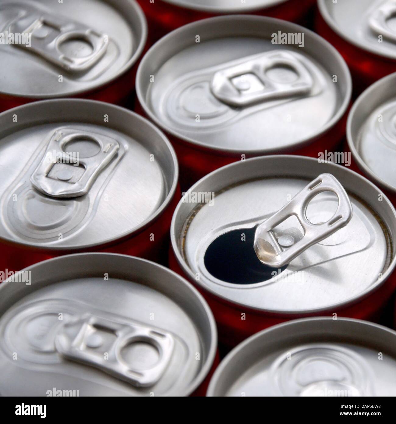 Many aluminium soda drink cans close up. Advertising for Soda drinks or ...