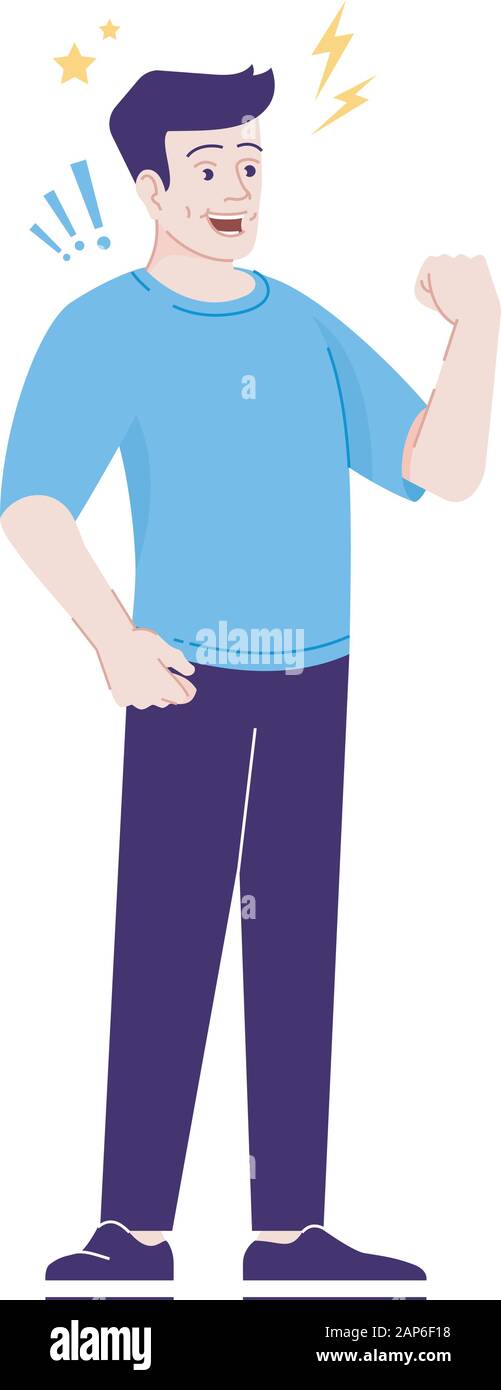 Happy man flat vector illustration. Joyful lively and confident ...
