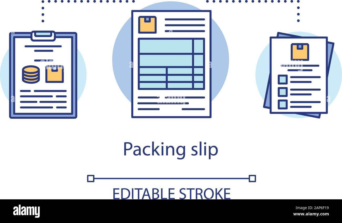 Packing slip concept icon. Delivery docket idea thin line illustration ...