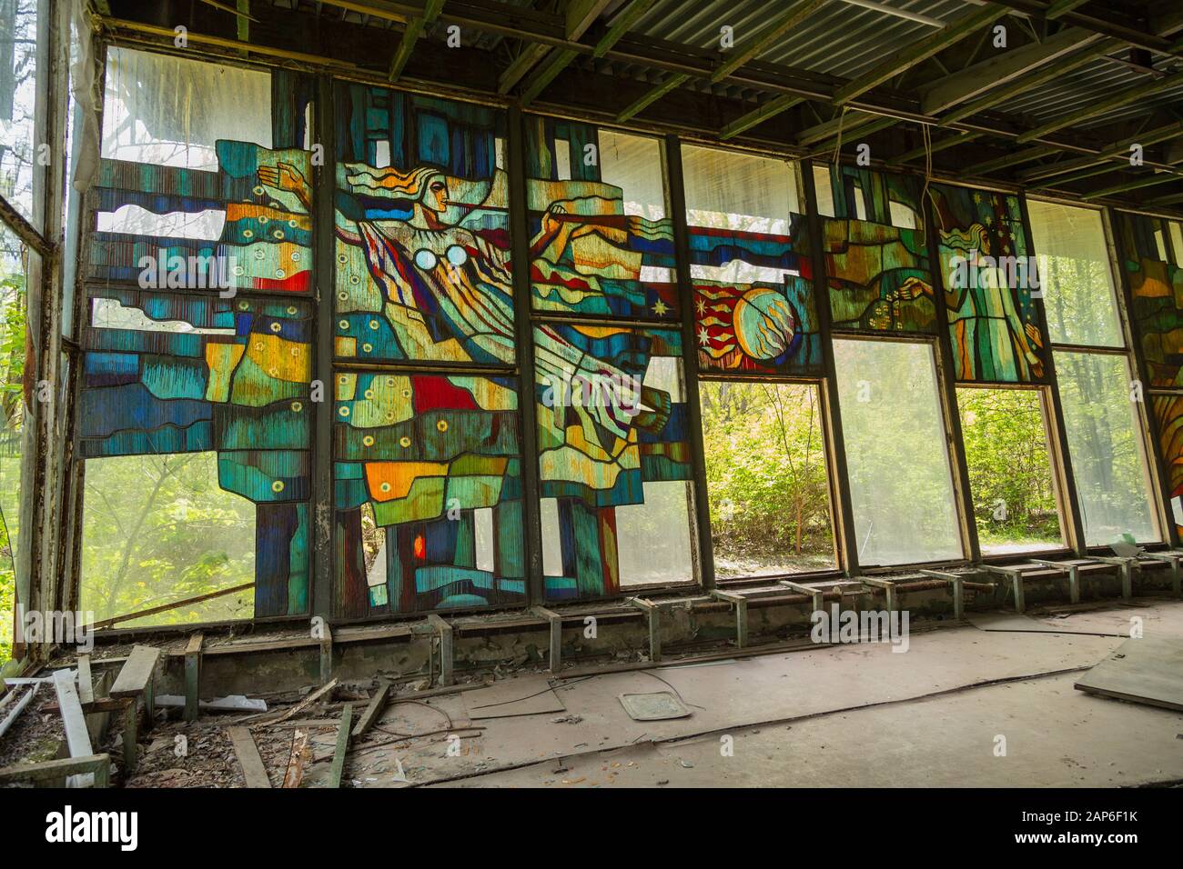 Chernobyl zone. Church in the city of Pripyat in Ukraine. Exclusion ...