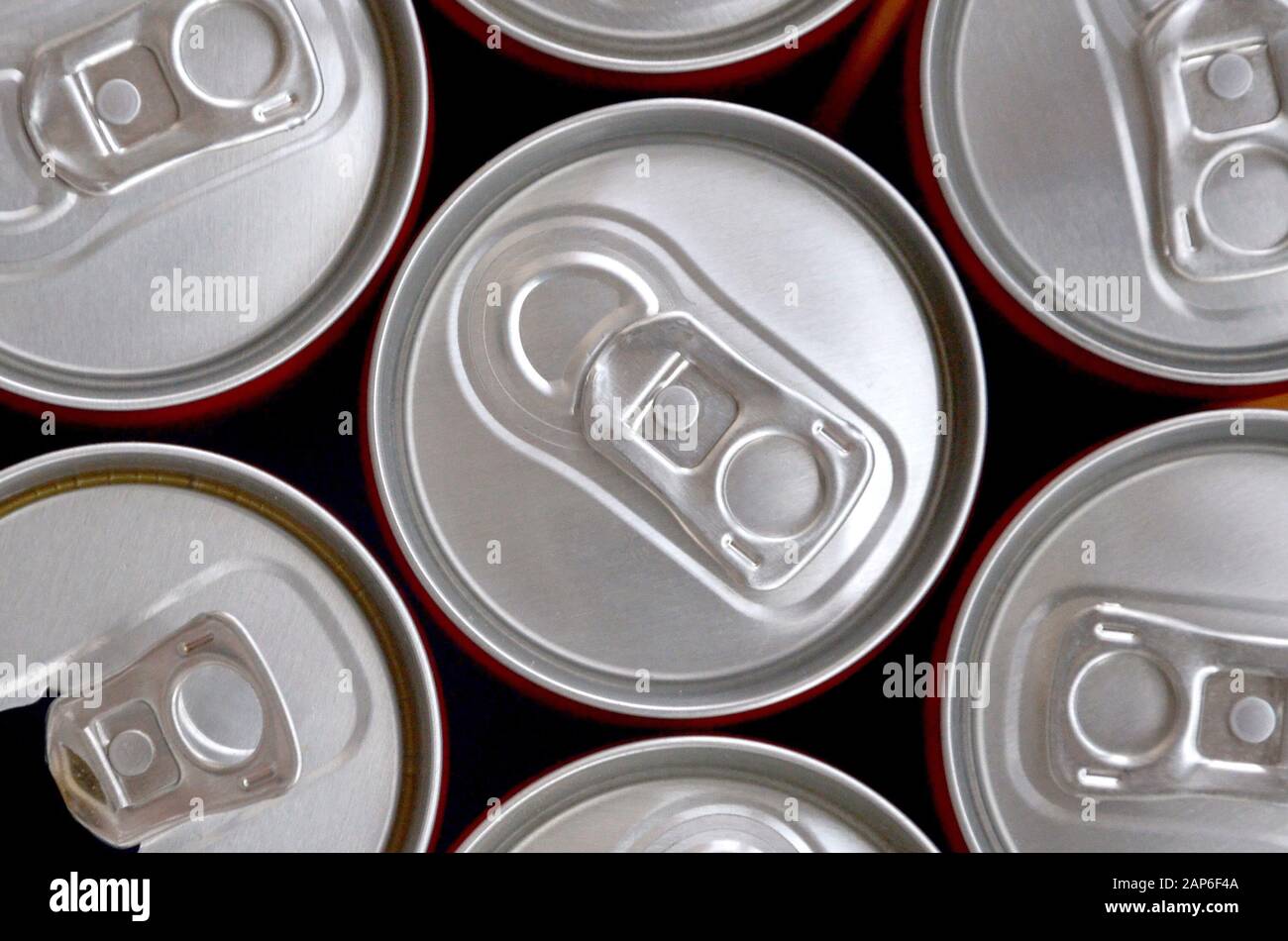 Many cans of soda soft drink, lemonade, cola, beer or energy drink ...