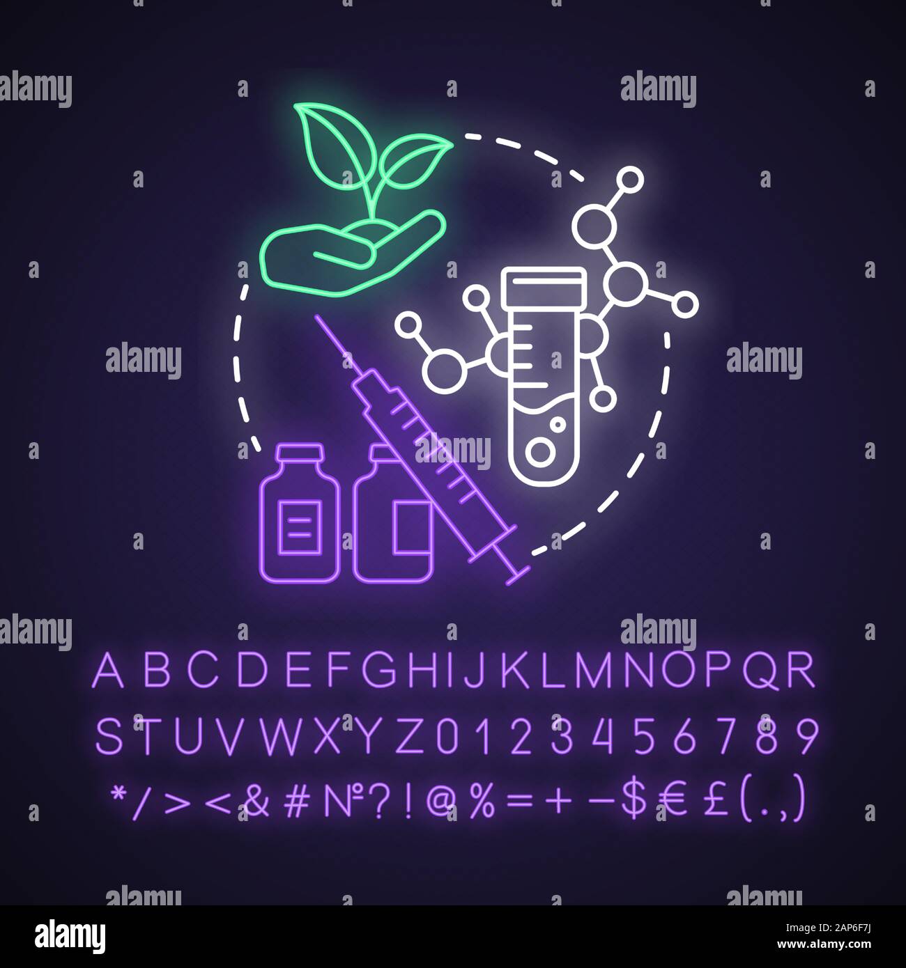 Mutation breeding neon light concept icon. Bioengineering and ...