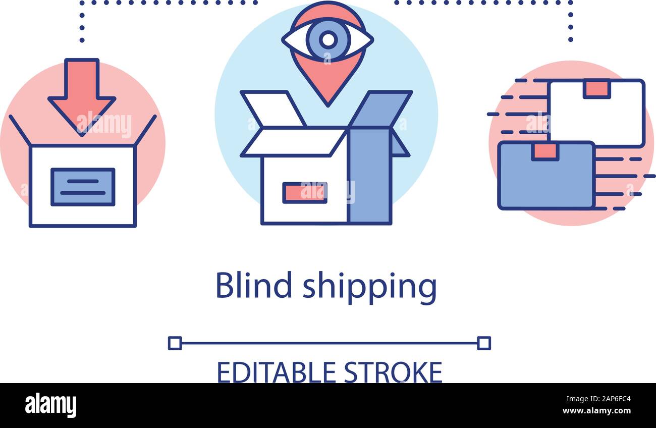 Blind shipping concept icon. Merchandise without return address idea ...