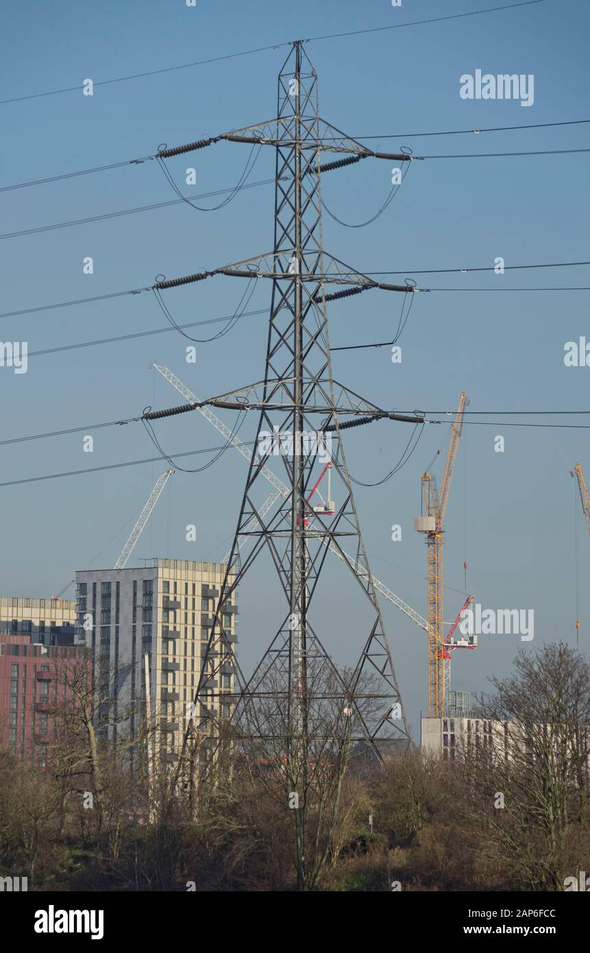 Electricity pylons in Waltham Forest, east London,England,UK Stock ...