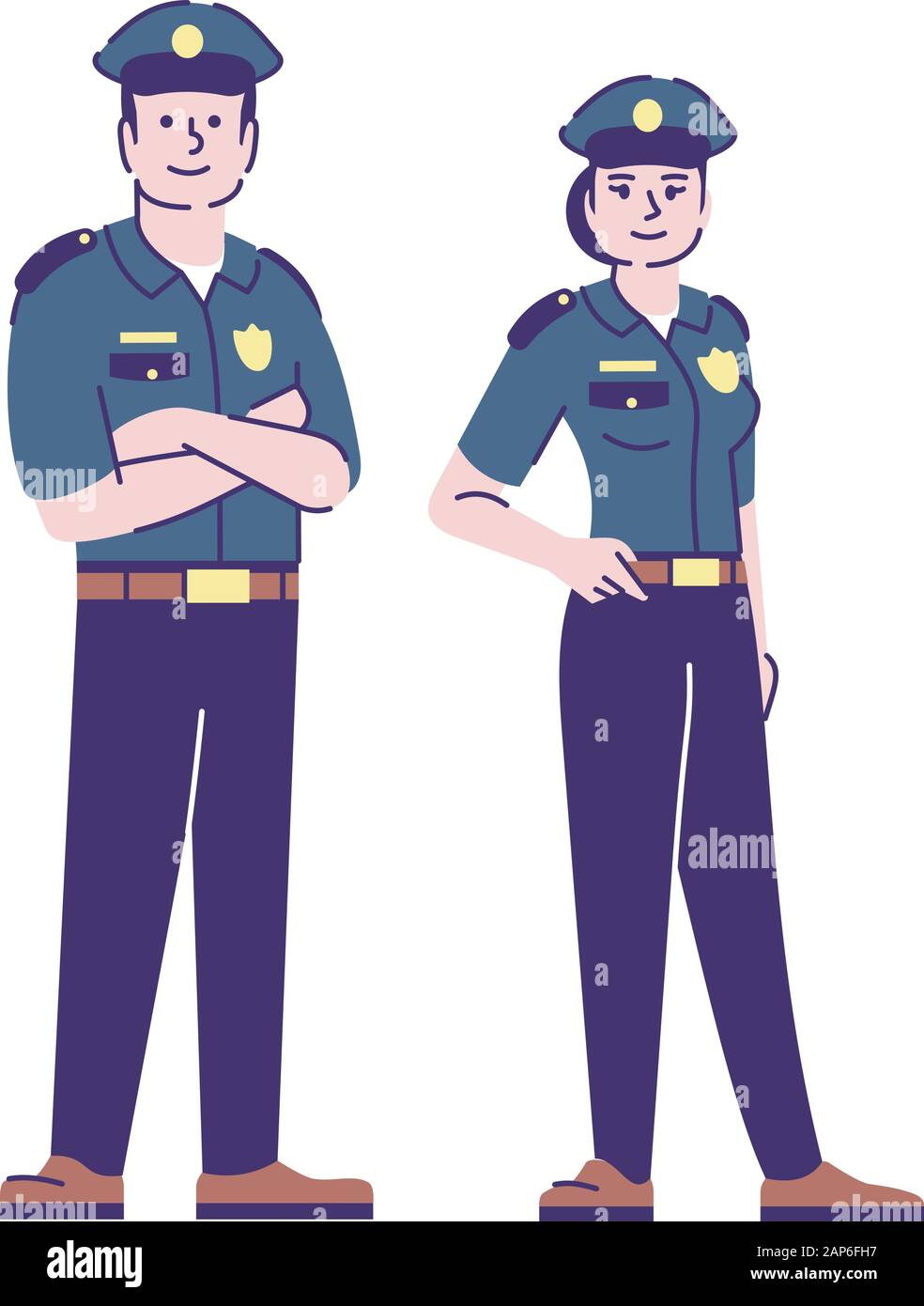 Policeman and policewoman flat vector characters. Police officers, cop ...