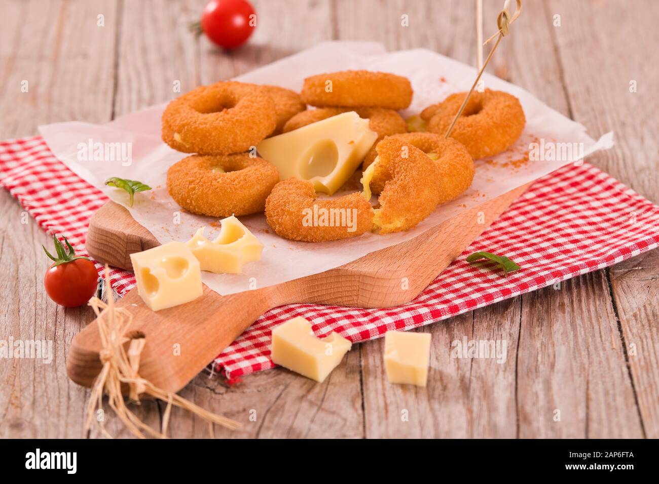 Fried cheese ring Stock Photo - Alamy