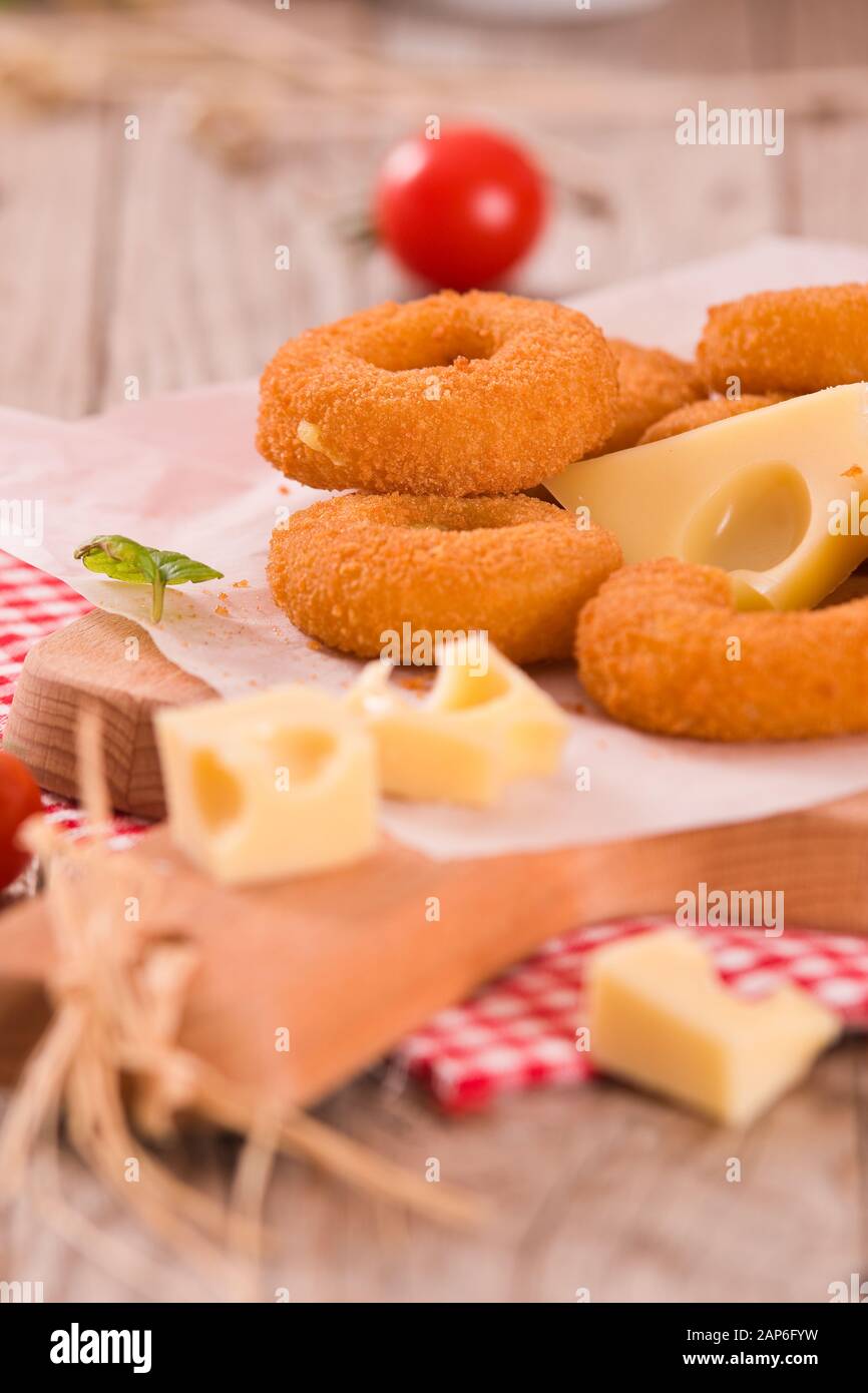 Fried cheese ring Stock Photo - Alamy