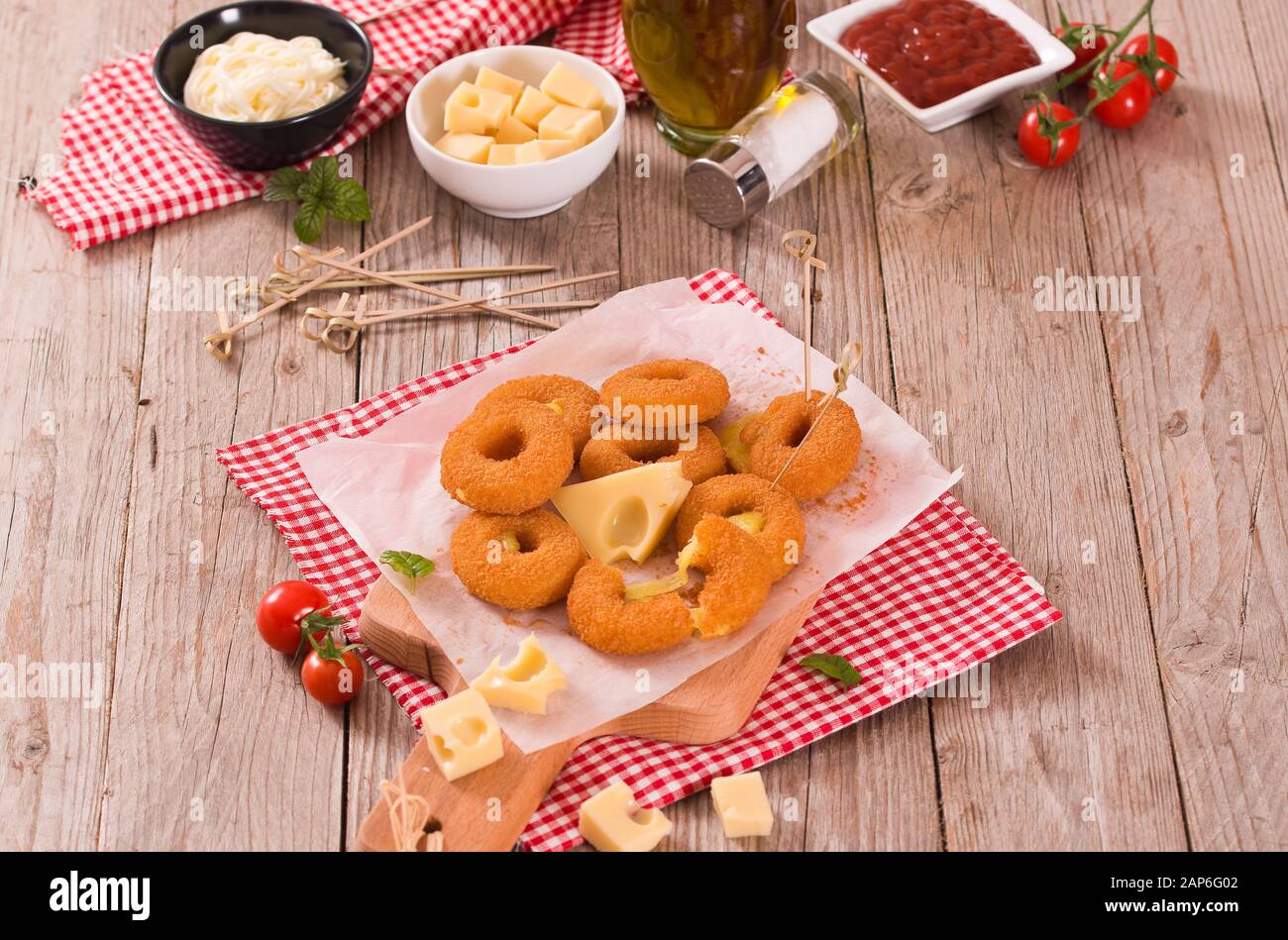 Fried cheese ring Stock Photo - Alamy