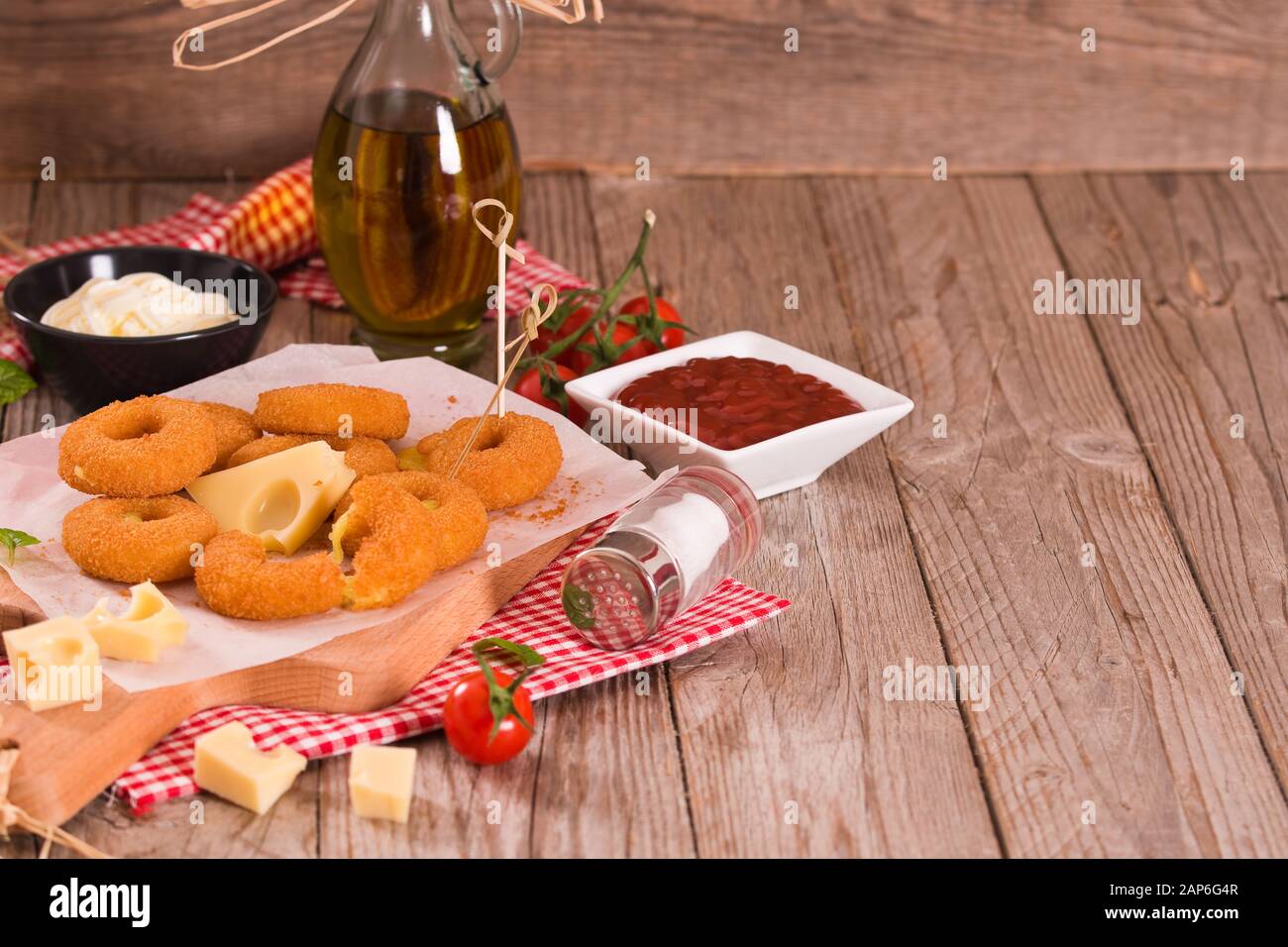 Fried cheese ring Stock Photo - Alamy