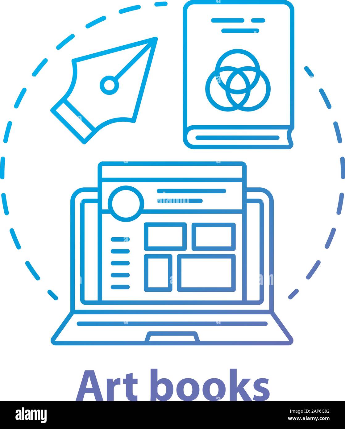 Art books blue concept icon. Graphic design literature idea thin line ...
