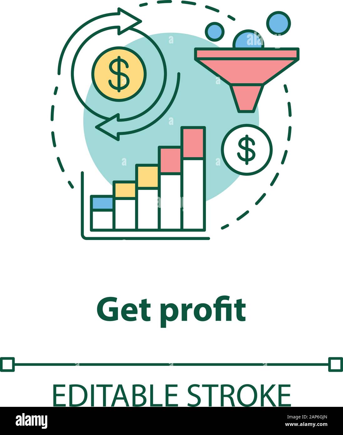 Get profit concept icon. Increase earnings idea thin line illustration ...