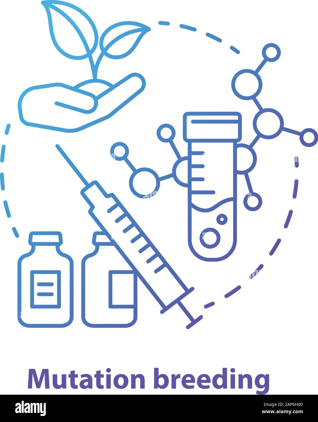 Mutation breeding concept icon. Bioengineering and biotechnology idea ...