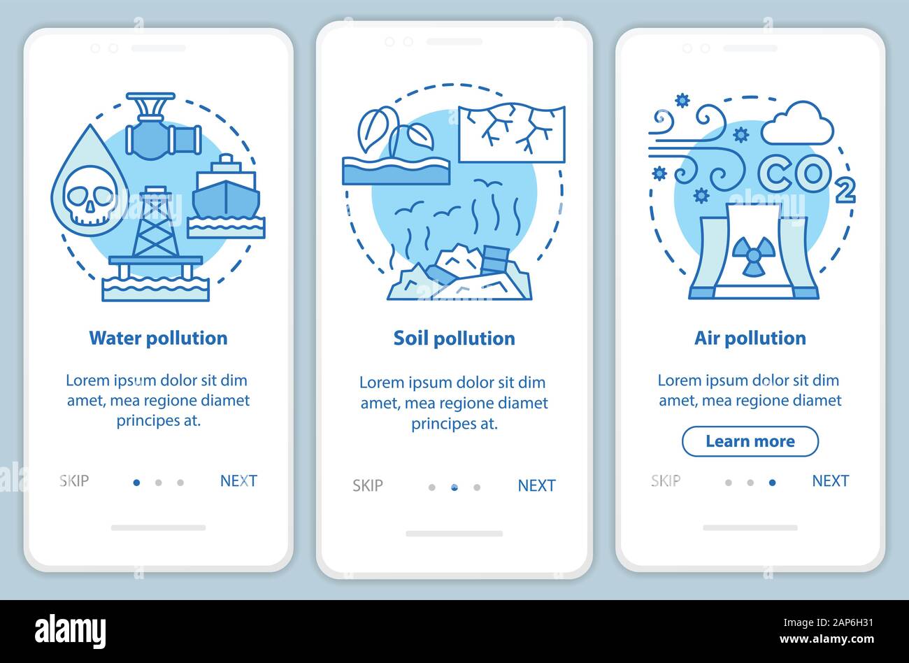 Pollution onboarding mobile app page screen vector template. Water ...