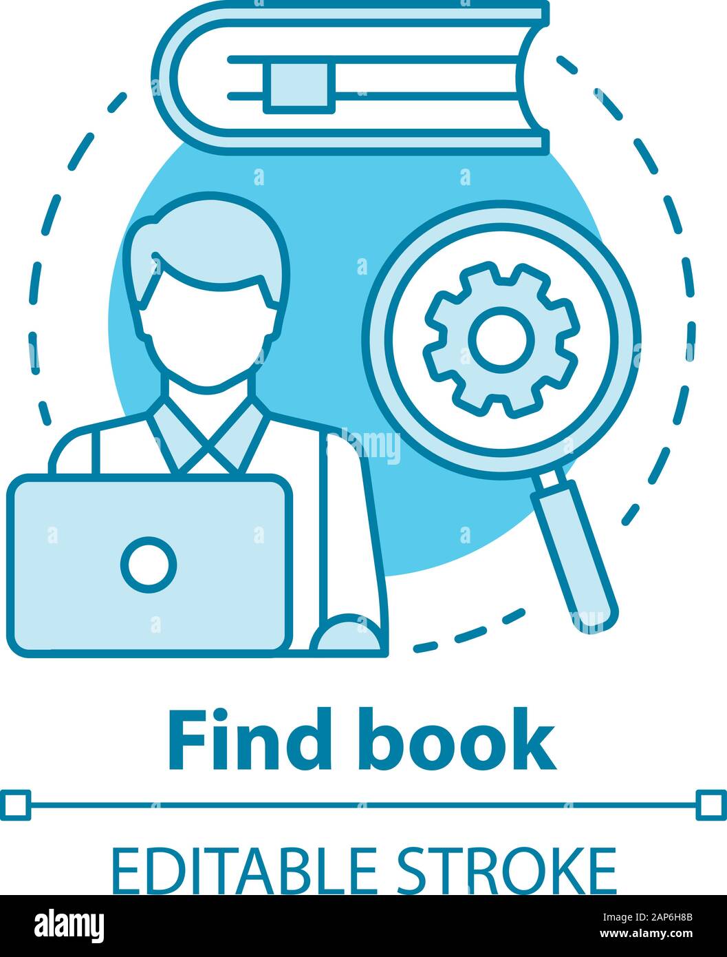 Find book concept icon. Electronic search idea thin line illustration ...