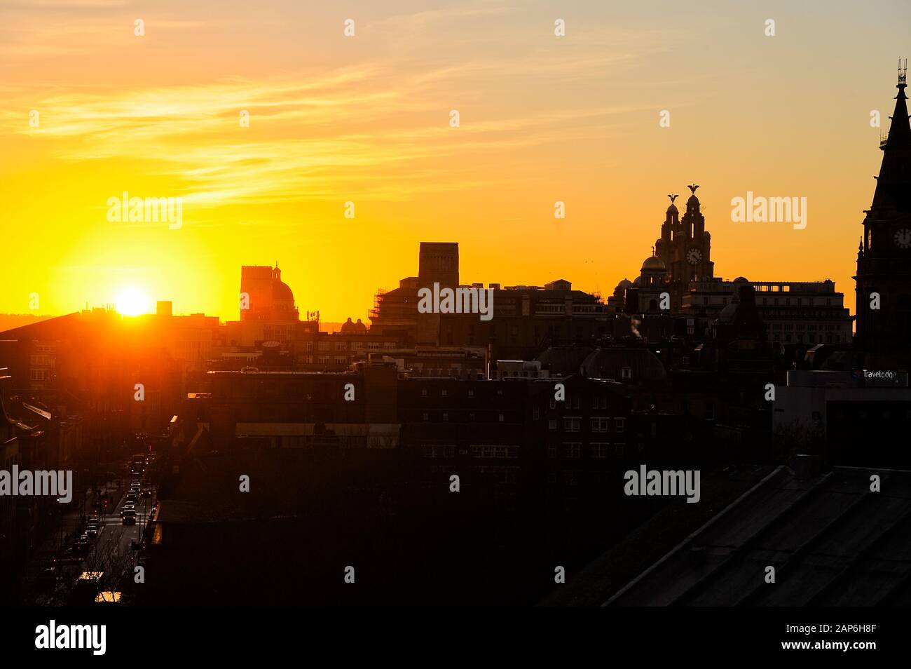 Sunset in Liverpool Stock Photo - Alamy