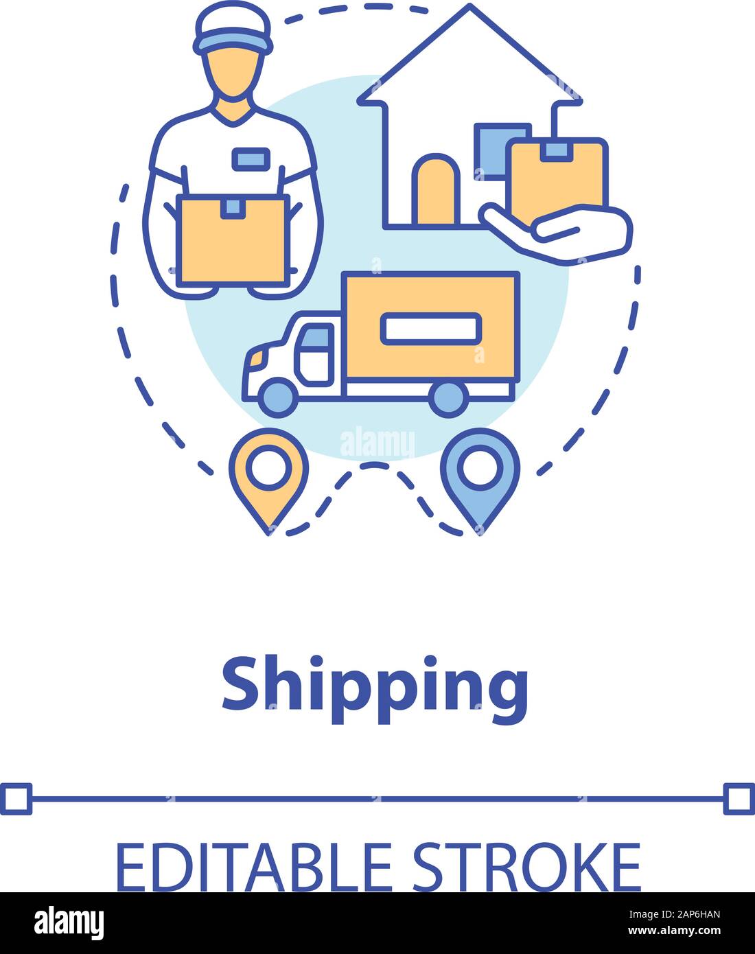 Shipping concept icon. Parcel shipment idea thin line illustration ...