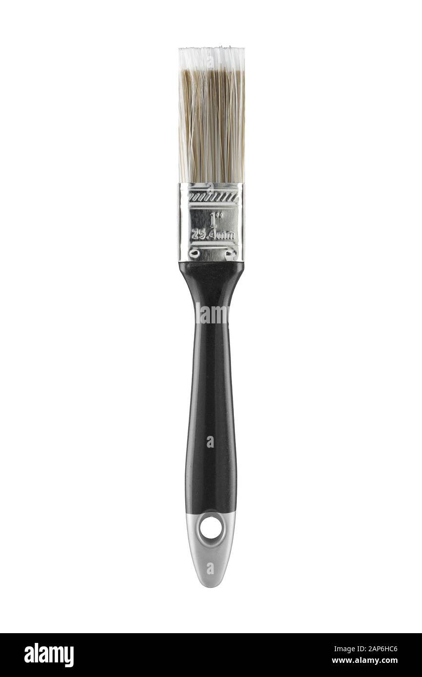 A 1" 25.4mm one inch decorators paint brush on white with clipping path ...