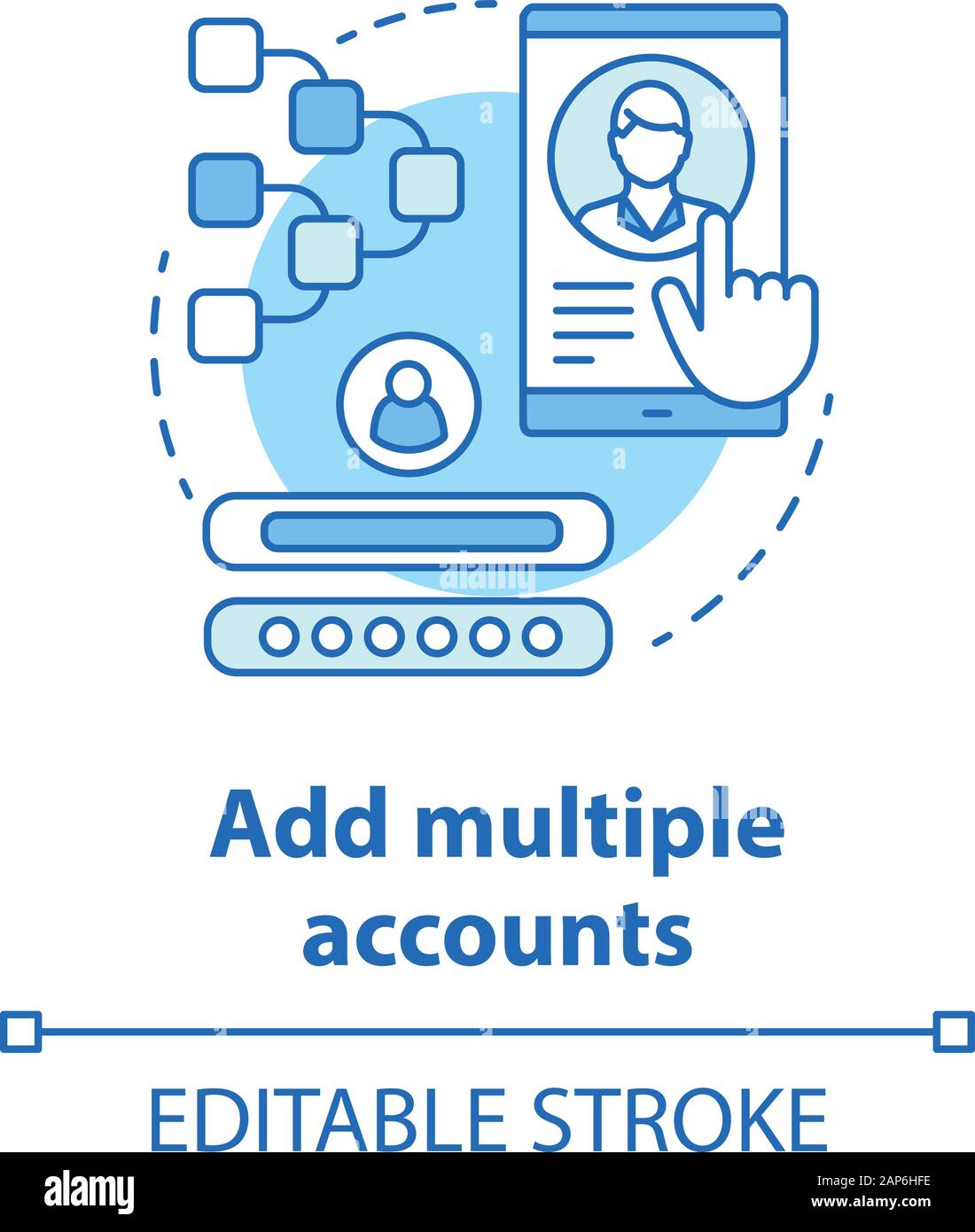 Add multiple accounts blue concept icon. Create new user profile idea ...