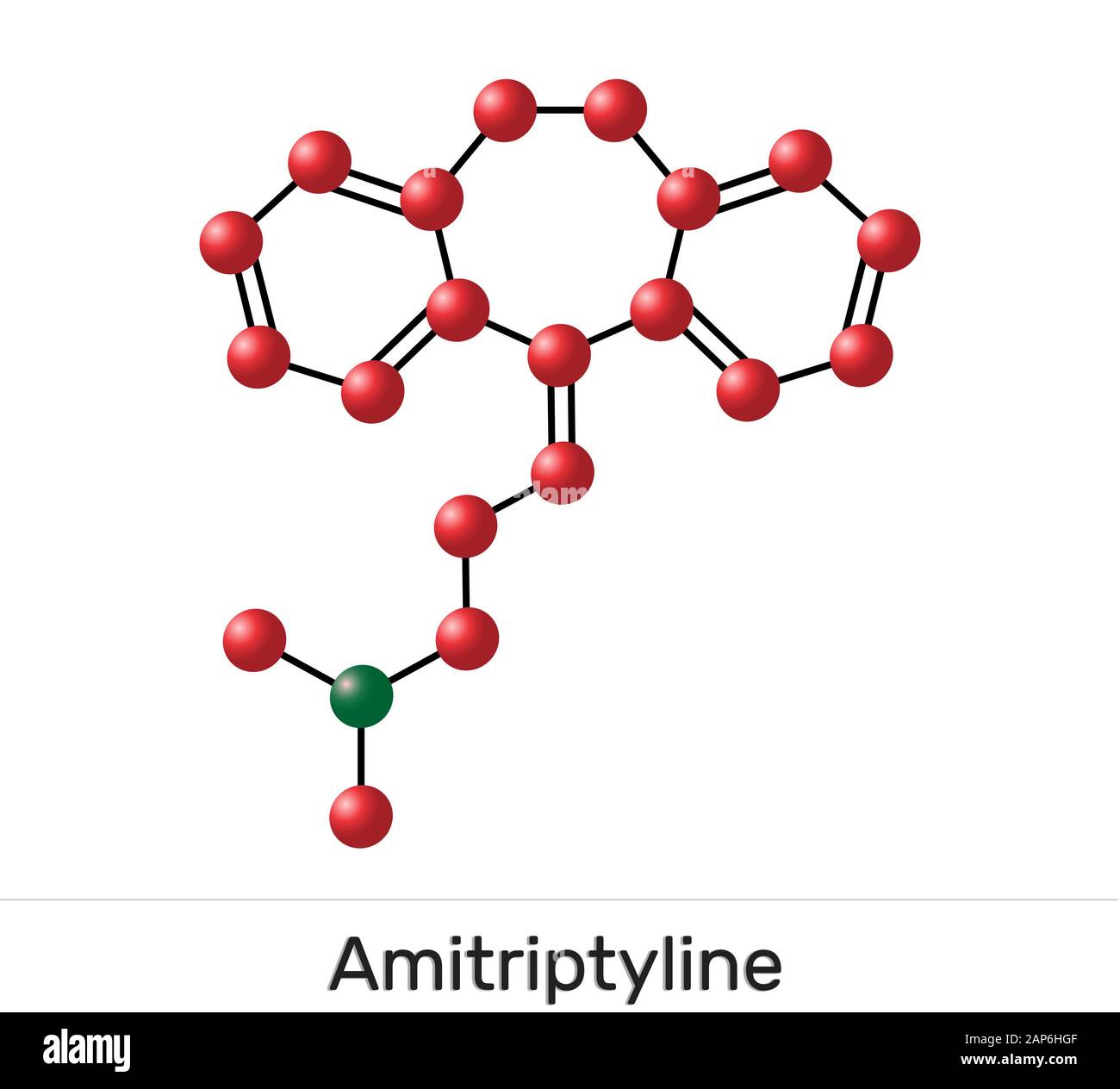 Amitriptyline C20H23N molecule. It is tricyclic antidepressant TCA with ...