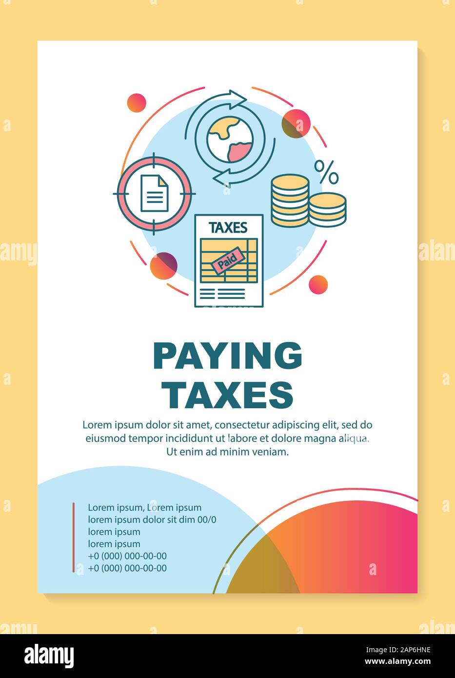 Paying taxes poster template layout. Revenue percentage. Income rate ...