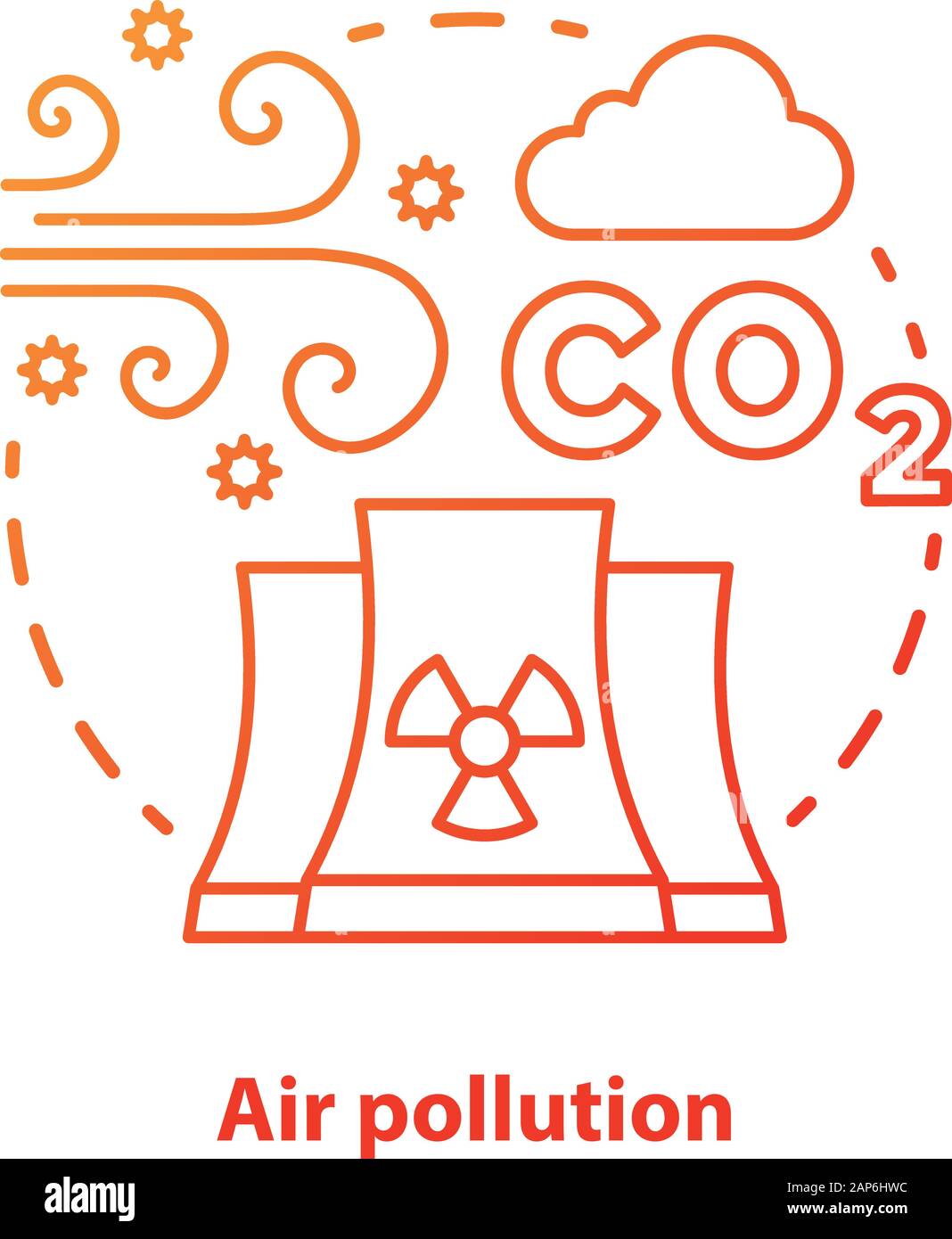 Air pollution concept icon. Atmosphere & industrial waste contamination ...