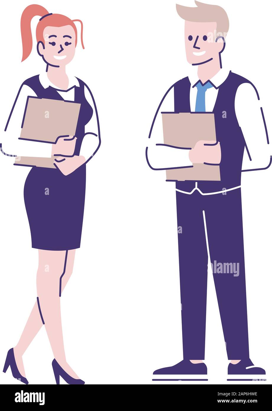 Receptionists flat vector character. Personal assistants, client ...