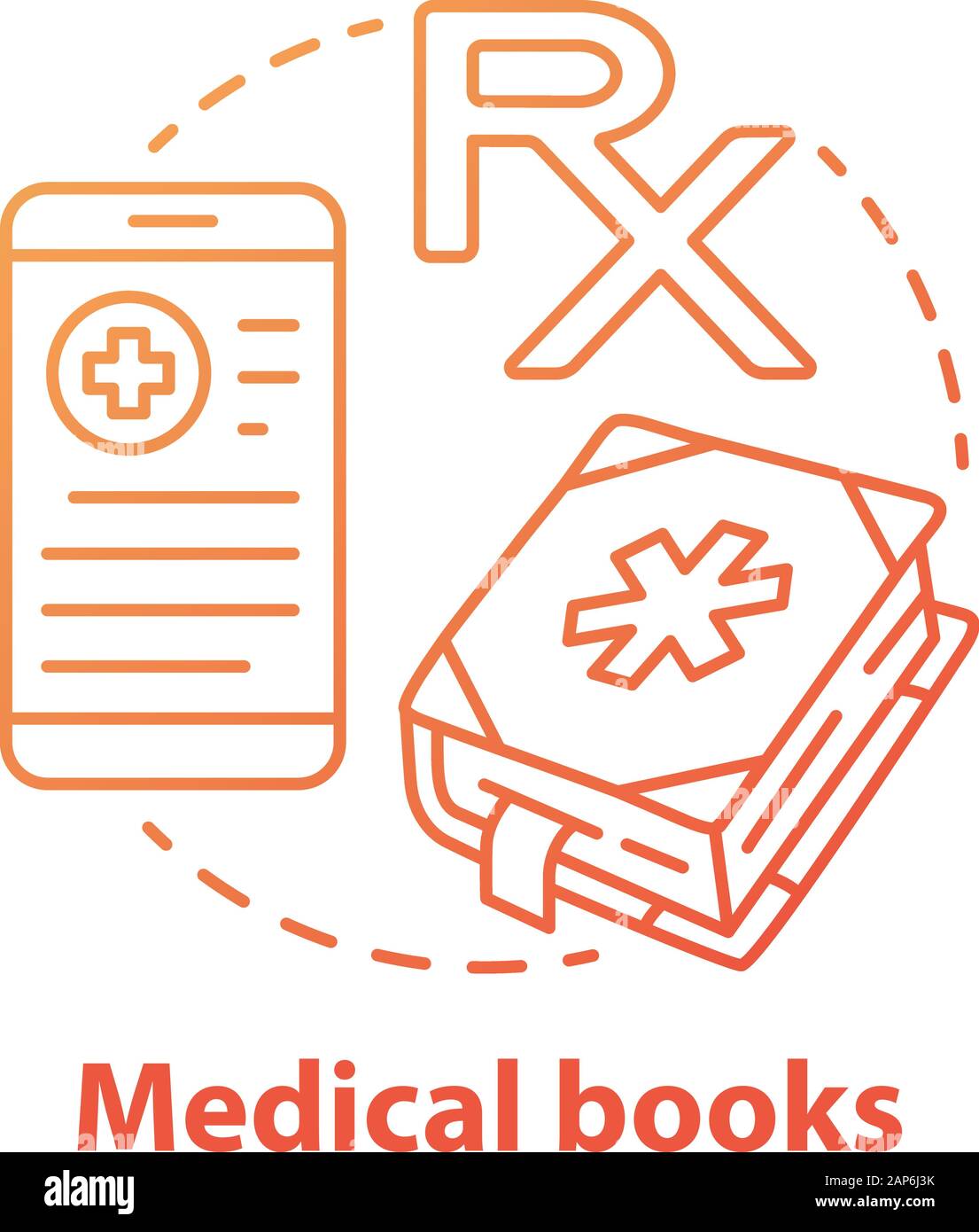 Medical books red concept icon. Health treatment literature idea thin ...