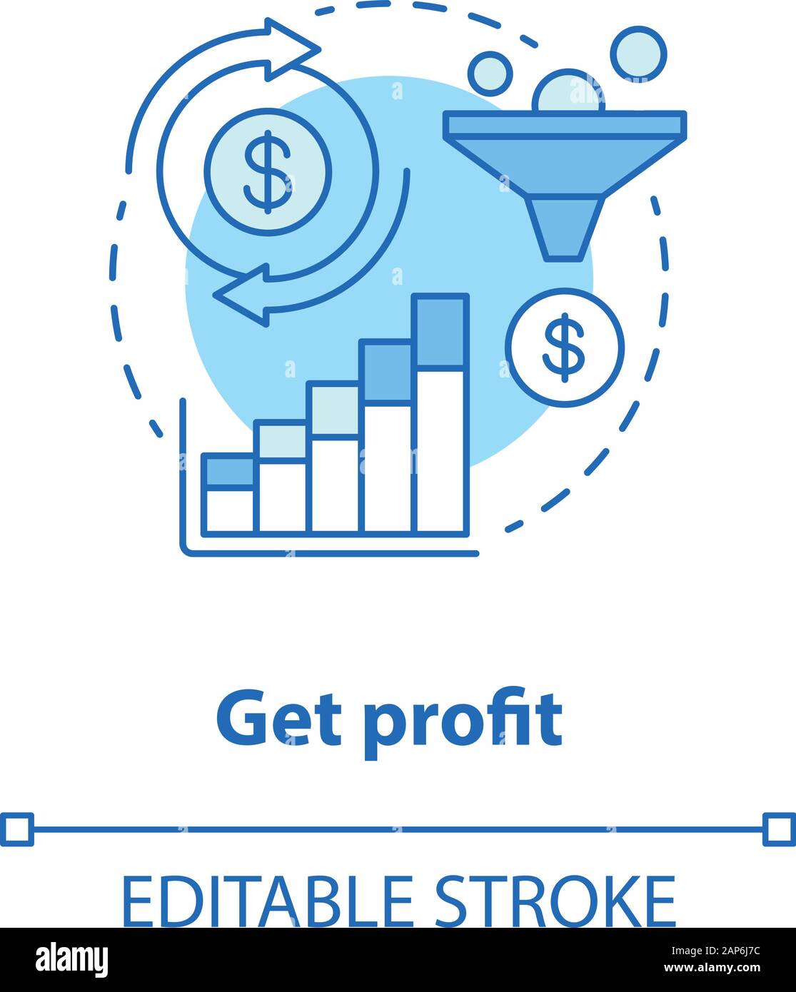 Get profit blue concept icon. Increase income idea thin line ...
