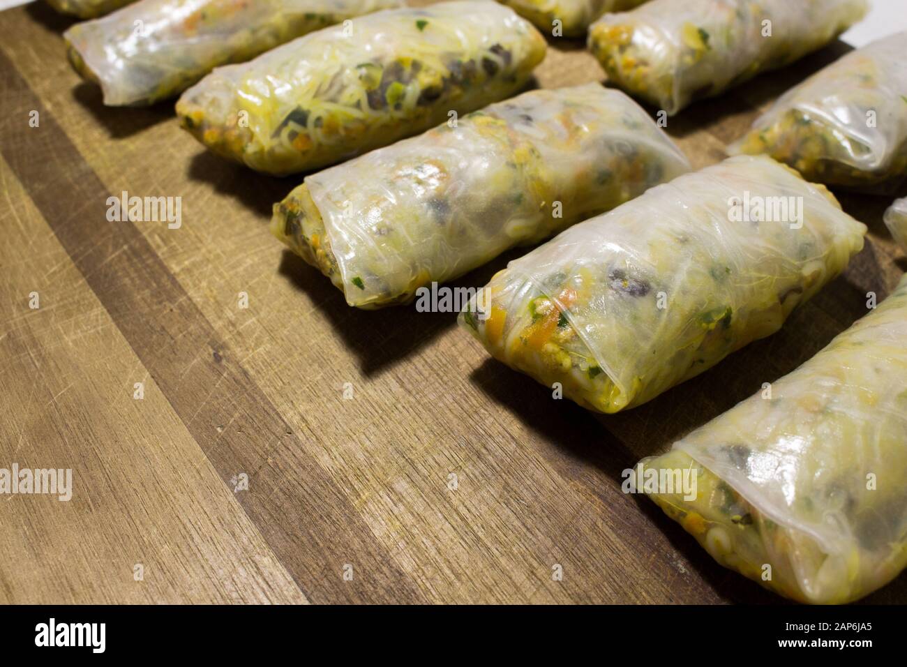 Closeup of vietnamese spring rolls in rice paper, Traditional ...