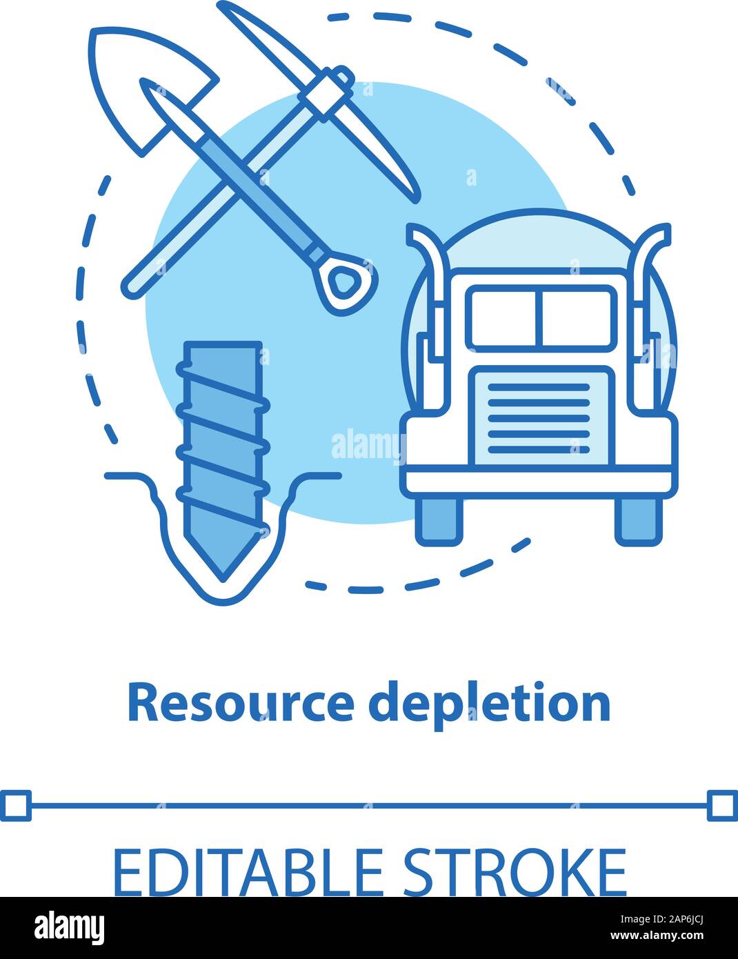 Resource depletion concept icon. Natural minerals exhaustion idea thin line illustration ...