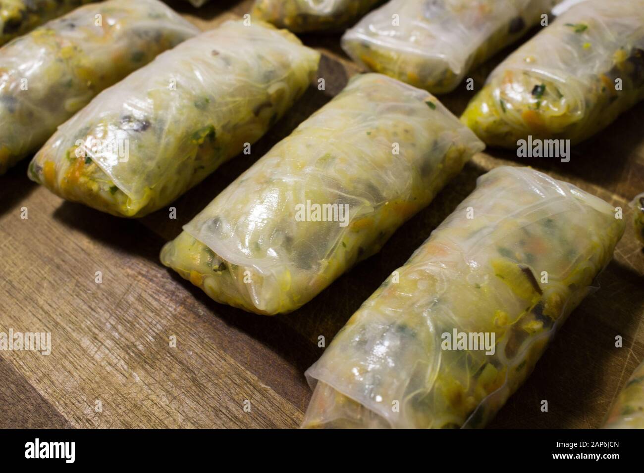 Closeup of vietnamese spring rolls in rice paper, Traditional ...