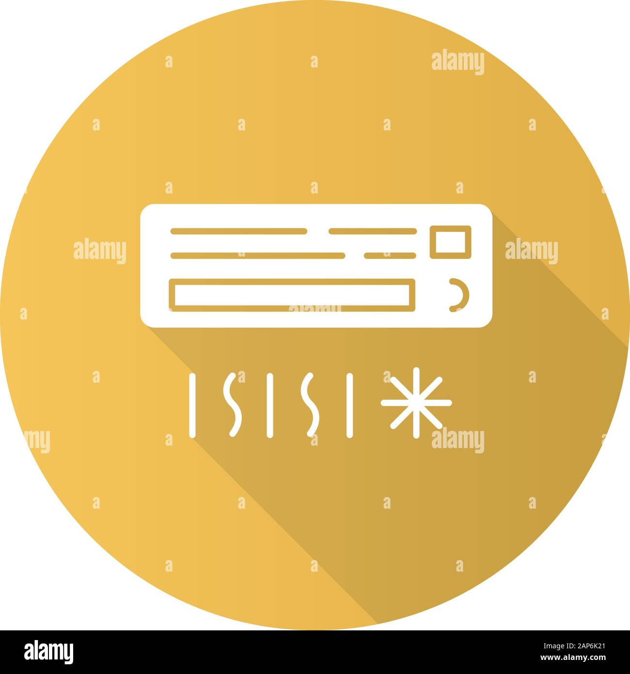 Air conditioning system yellow flat design long shadow glyph icon ...