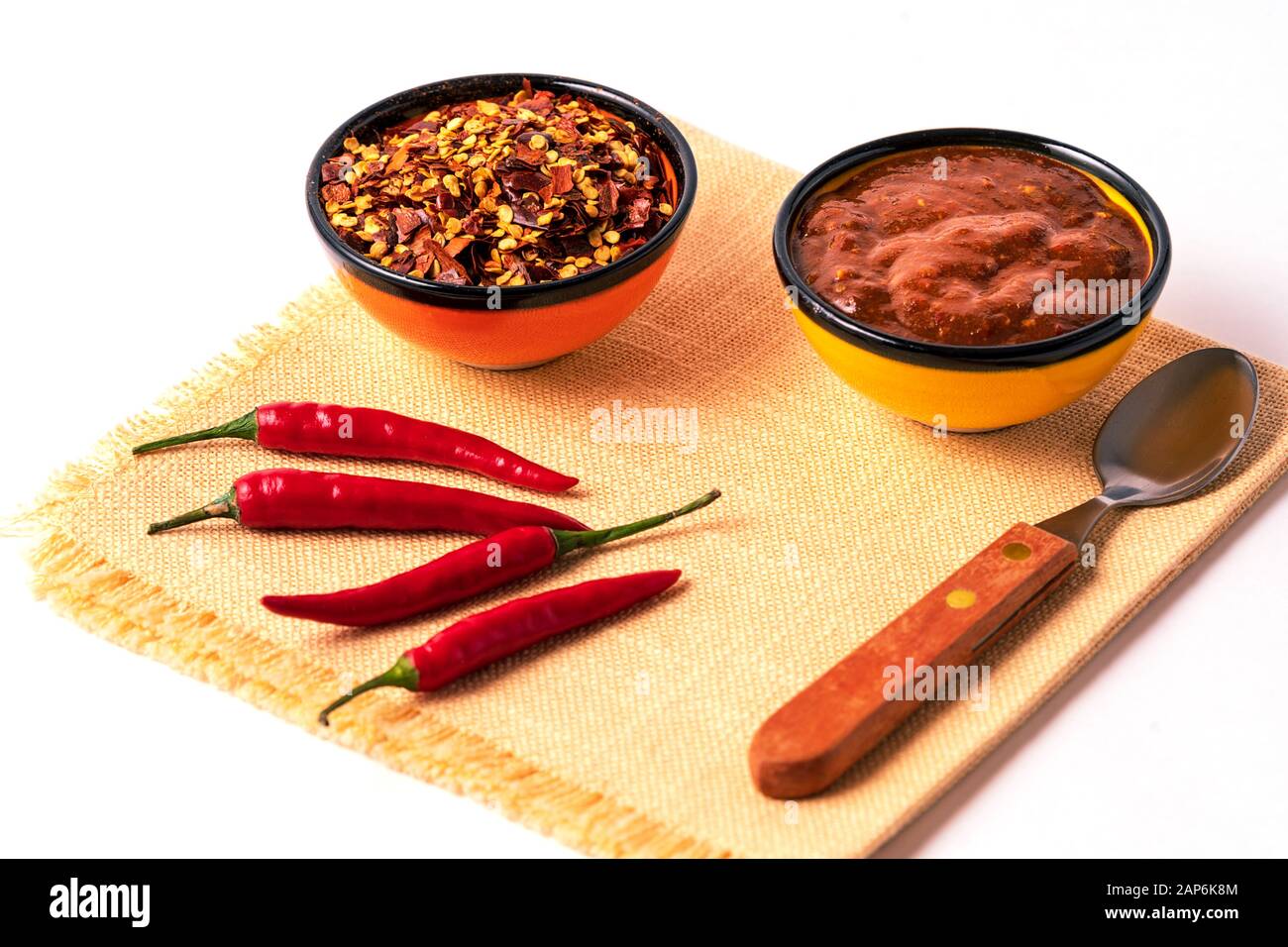 Hot chilli pepper sauce paste harissa, traditional Tunisia, Moroccan ...