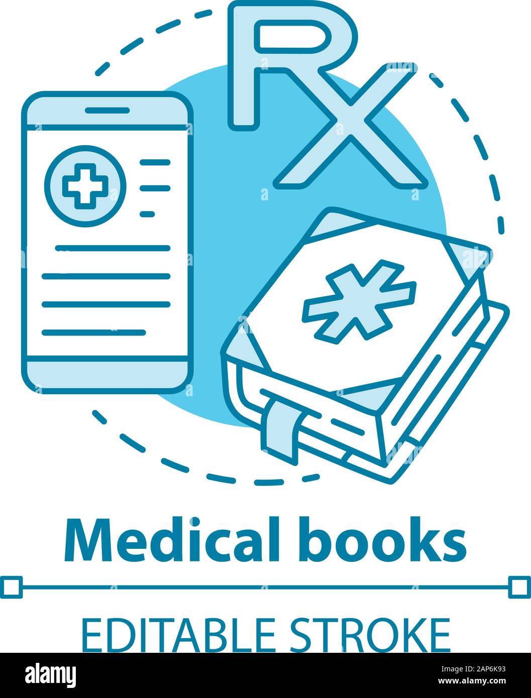 Medical books concept icon. Health treatment literature idea thin line ...