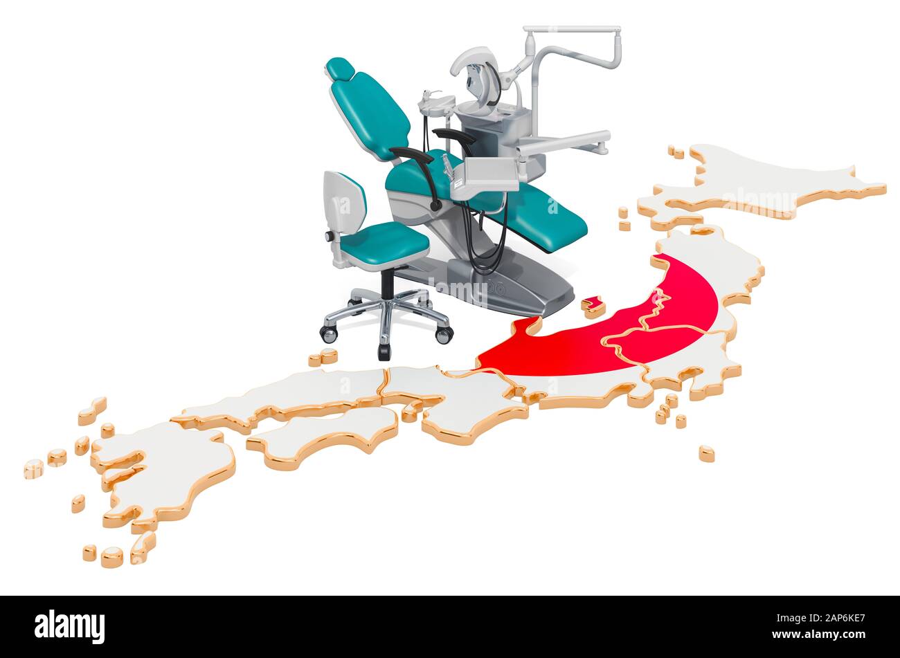 Dentistry in Japan concept, 3D rendering isolated on white background ...