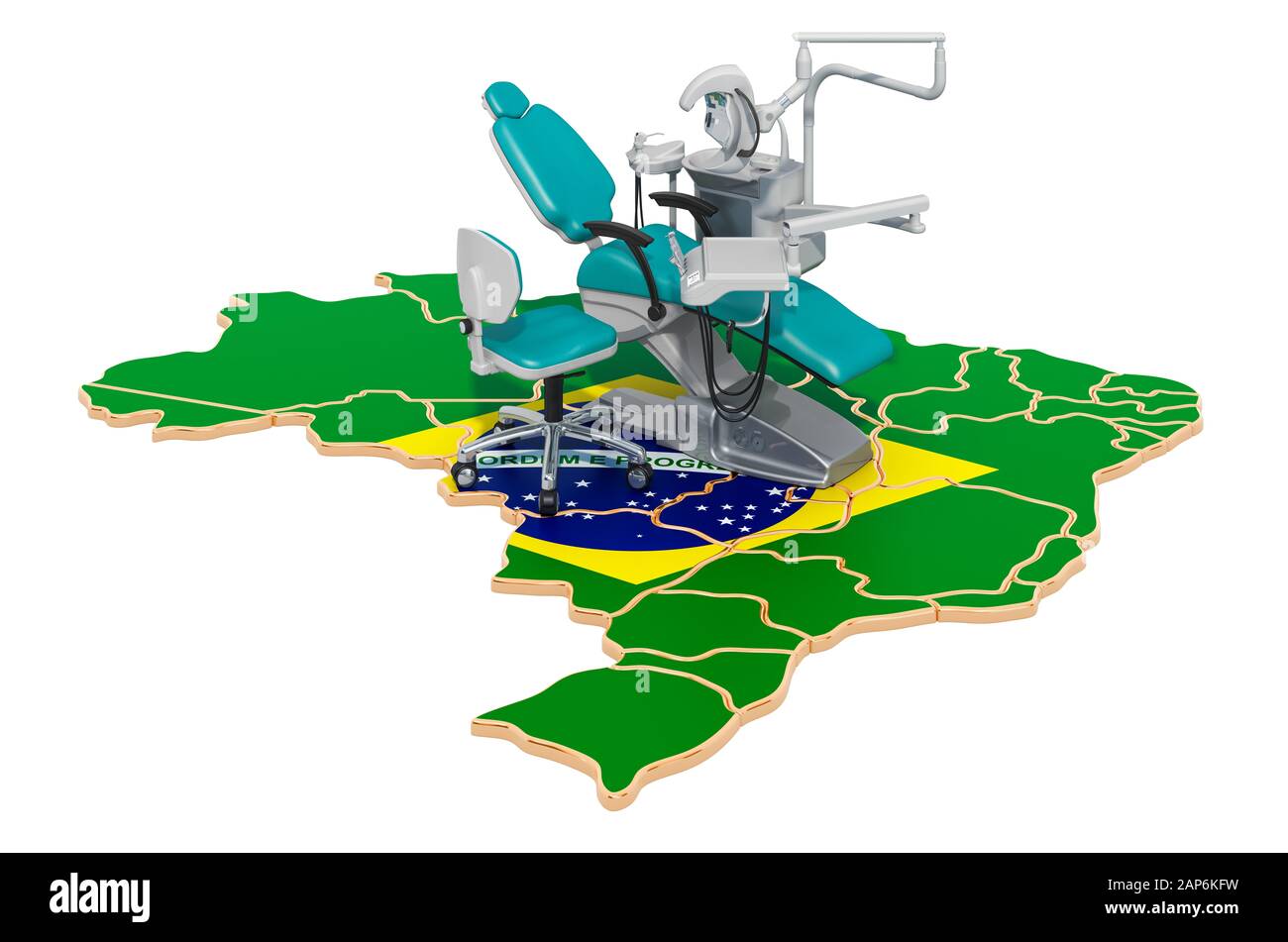 Dentistry in Brazil concept, 3D rendering isolated on white background ...