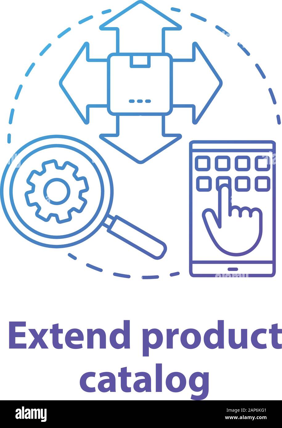 Extend product catalog blue concept icon. Online business idea thin ... Extend product catalog blue concept icon. Online business idea thin ...