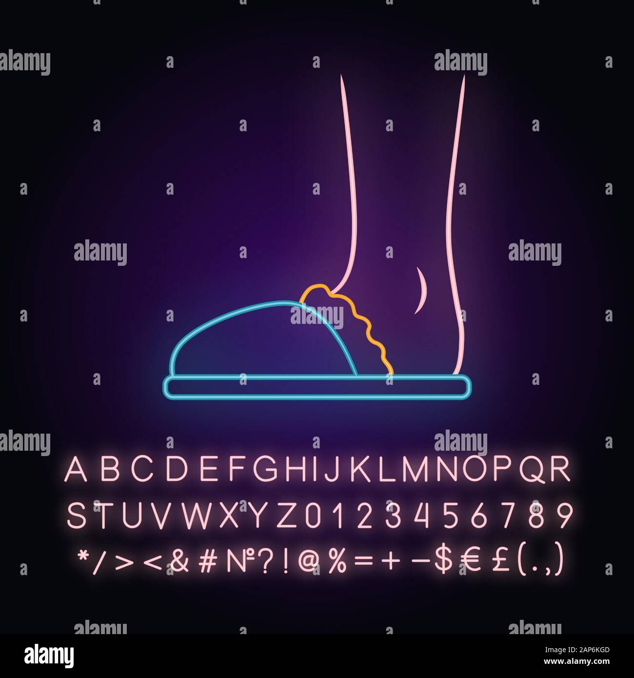 House slippers neon light icon. Woman home footwear, garment design ...
