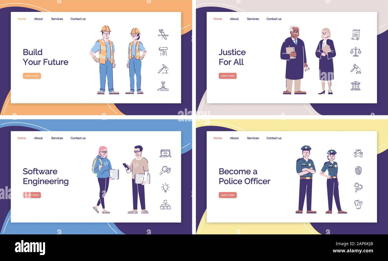 Career opportunities landing page vector template. Professions website ...