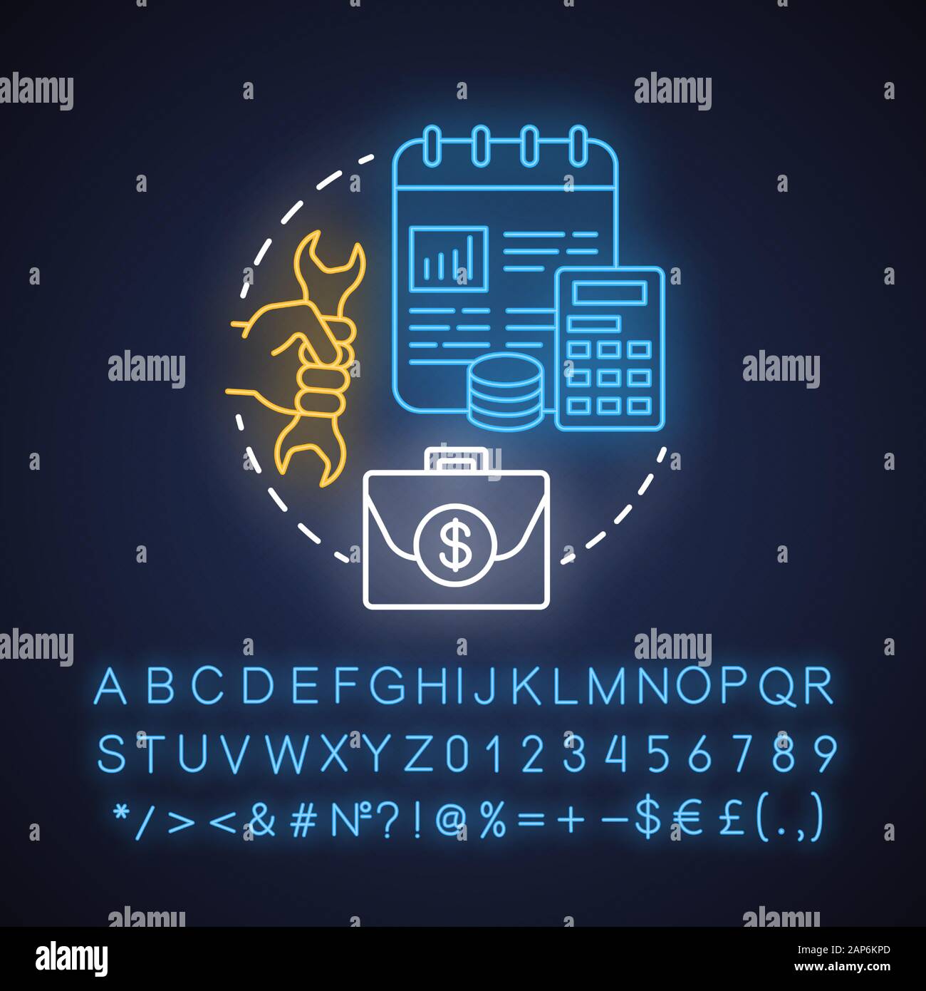 Payroll taxes neon light concept icon. Employee and employer taxation ...