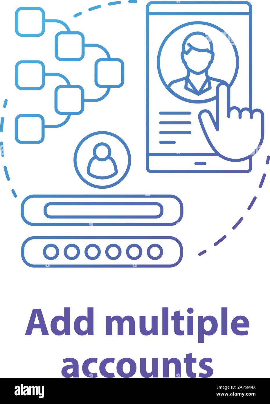 Add multiple accounts blue concept icon. Create new user profile idea ...