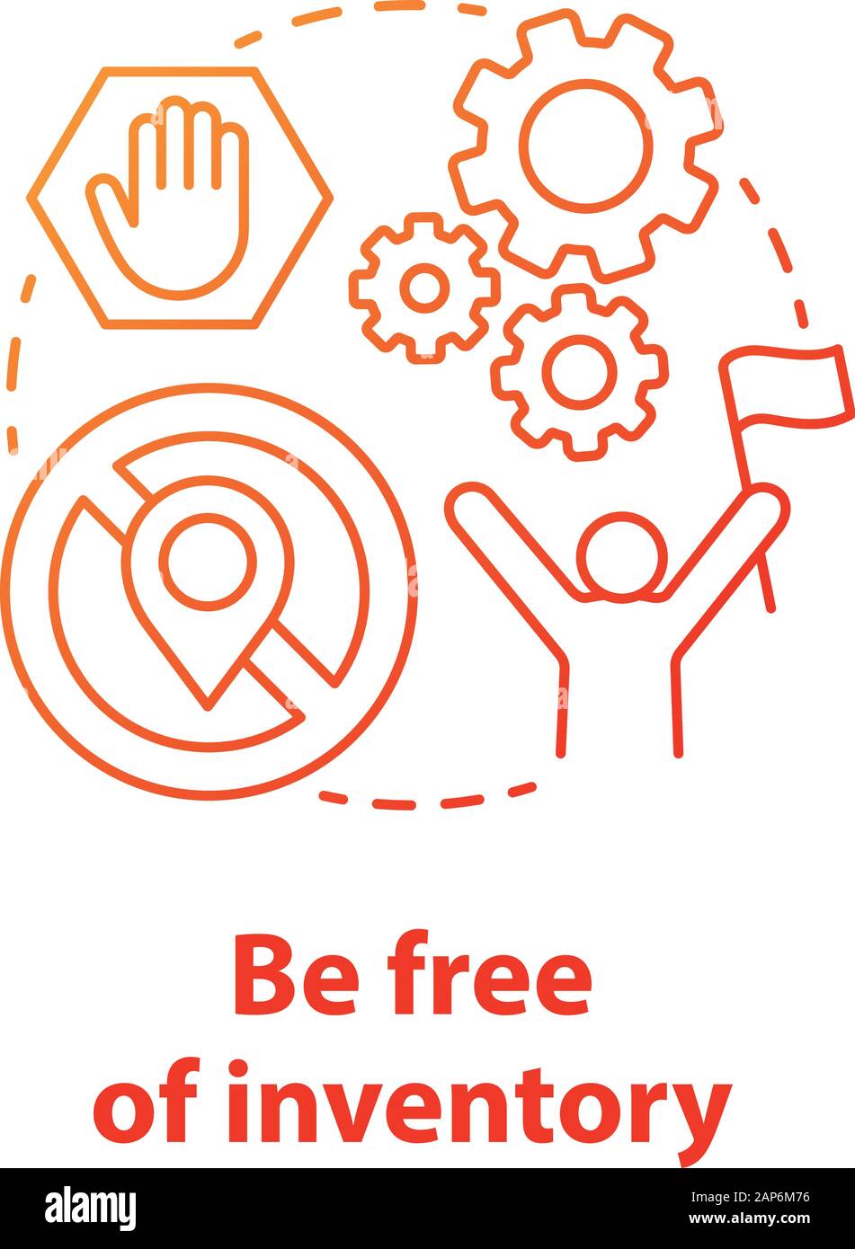 Be free of inventory red concept icon. Supply chain management model ...
