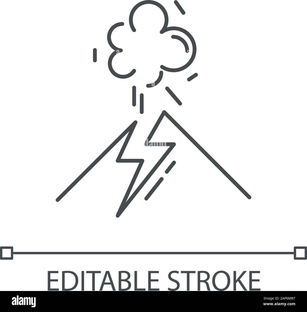 Volcanic eruption linear icon. Geothermal power. Active volcano ...