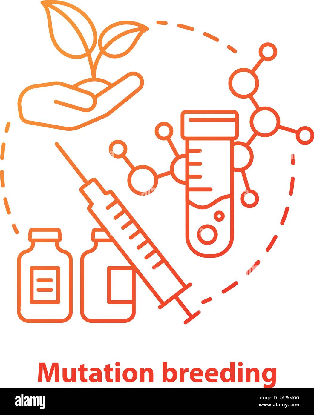 Mutation breeding concept icon. Bioengineering and biotechnology idea ...