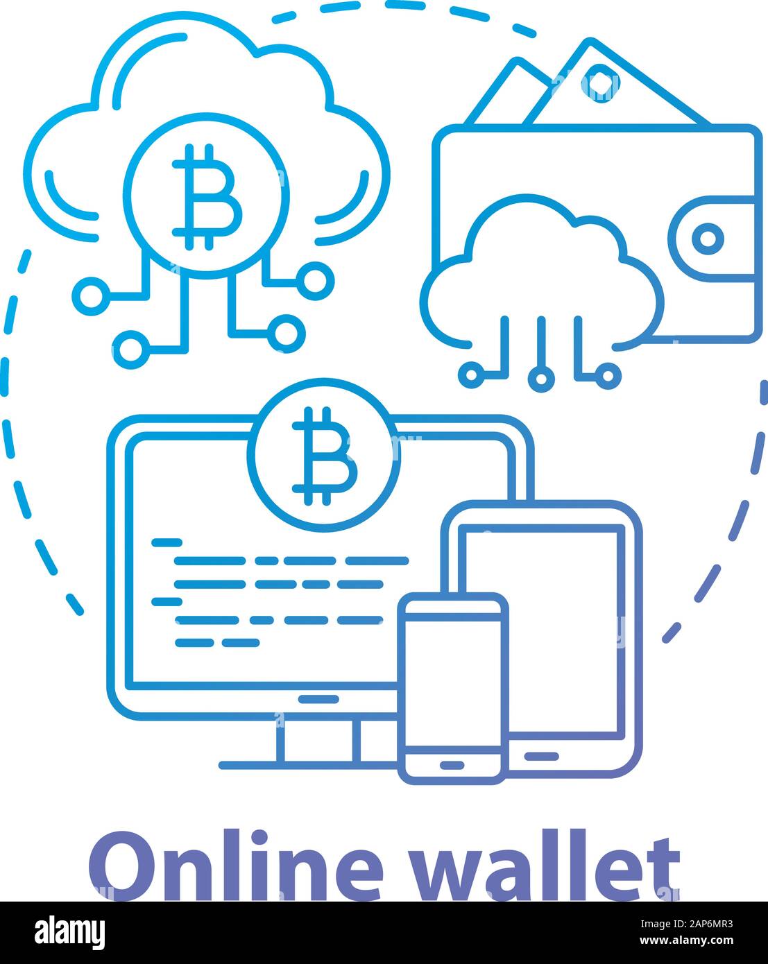 Online wallet blue concept icon. E payment idea thin line illustration ...