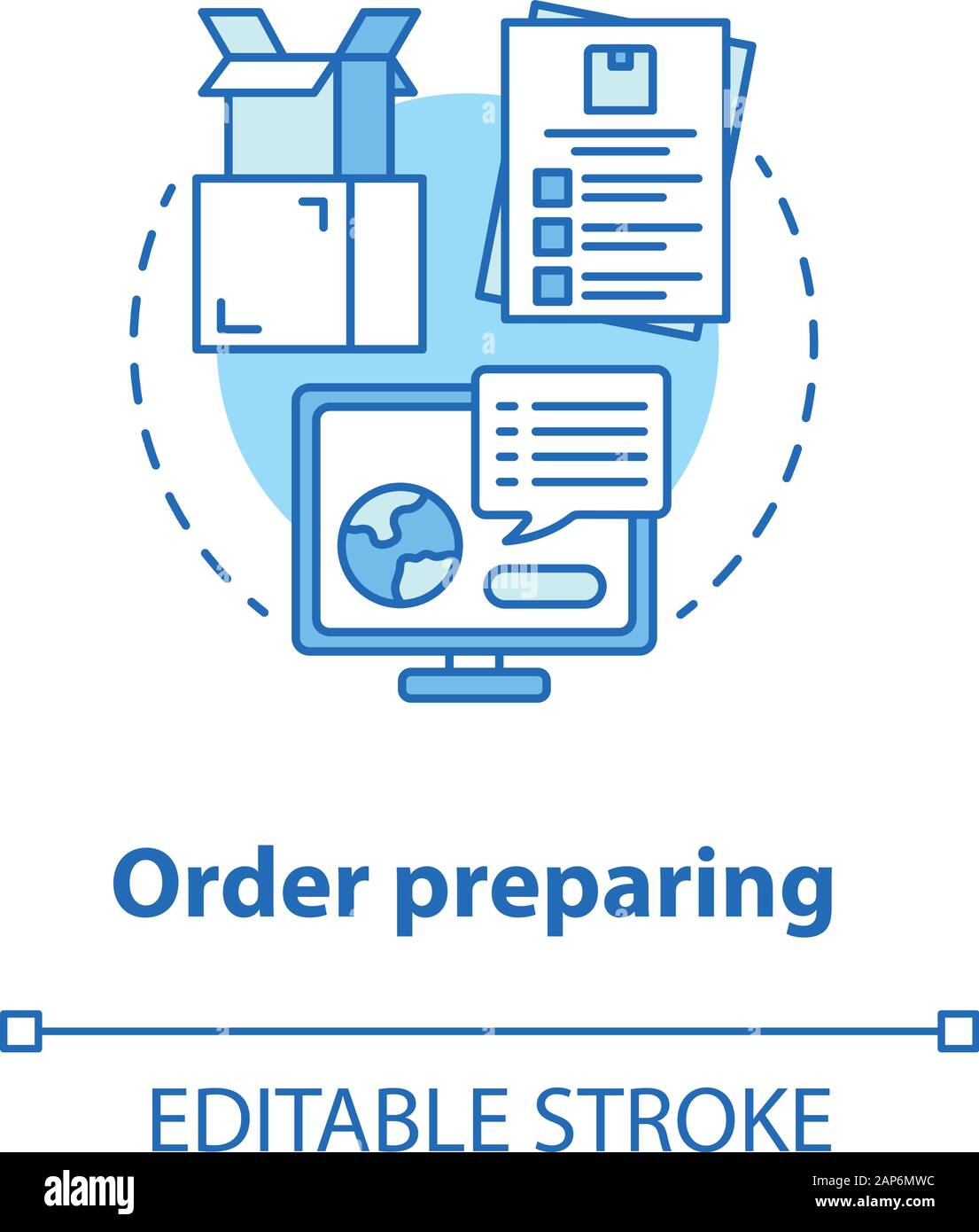Order preparing blue concept icon. Goods dispatch idea thin line ...