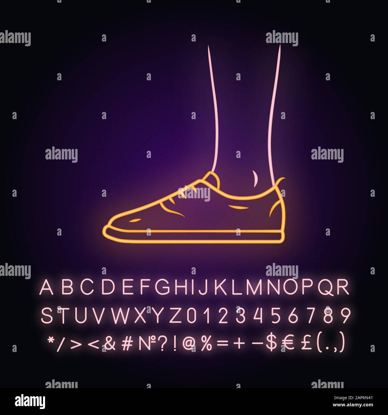 Trainers neon light icon. Women and men stylish footwear design. Unisex ...