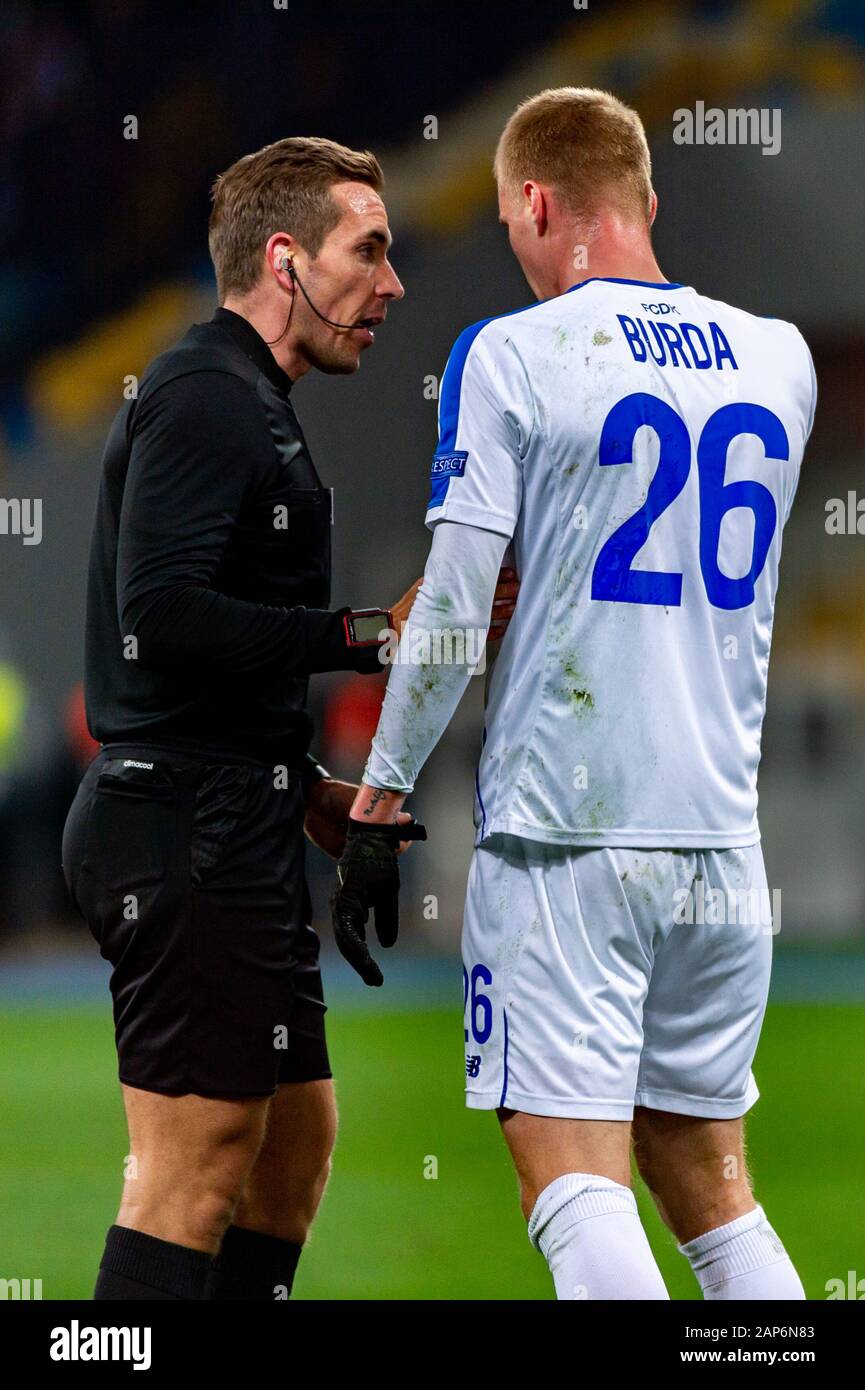 Kiev - Mar 14, 2019: Mykyta Burda 26. Dynamo Kyiv - Chelsea London ...