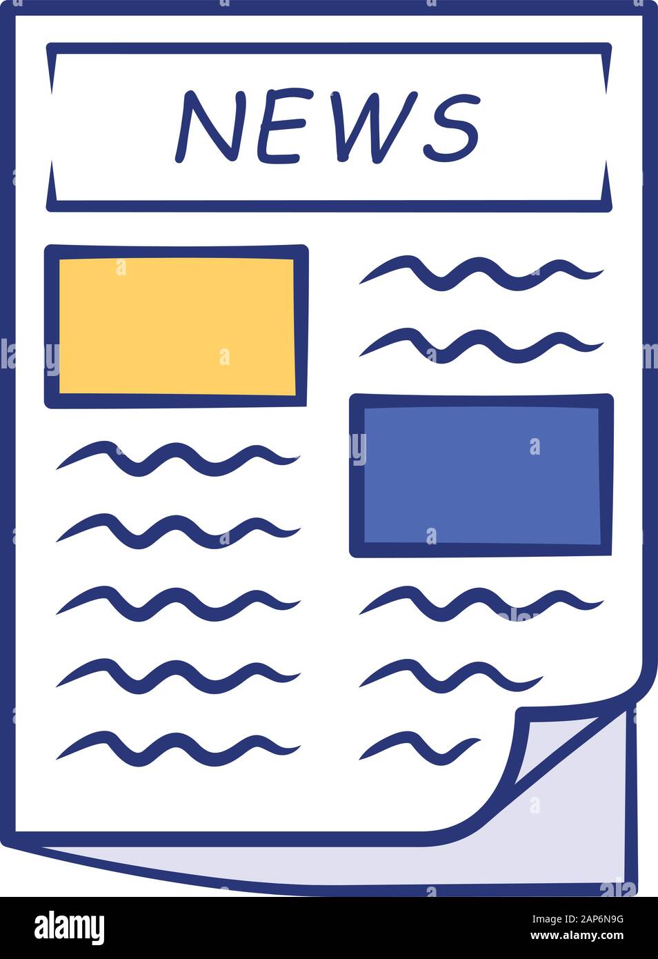 Newspaper blue color icon. Periodical publication. Daily news journal ...