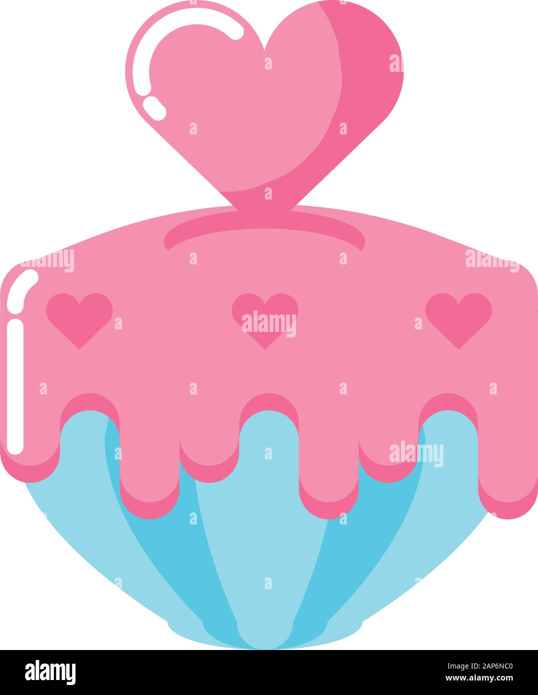 Heart over cupcake design of love passion romantic valentines day ...